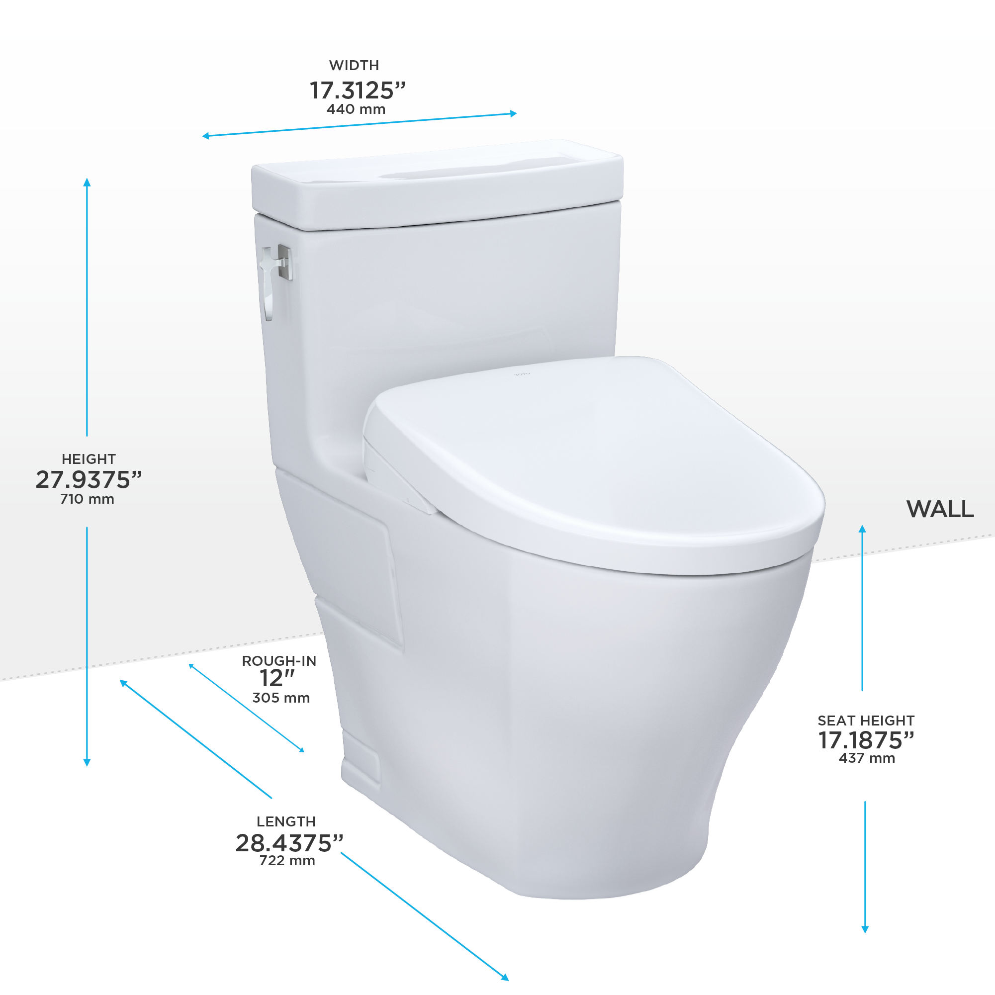 TOTO AIMES® WASHLET®+ S5 One-Piece Toilet - 1.28 GPF - MW6263446CEFG#0 ...