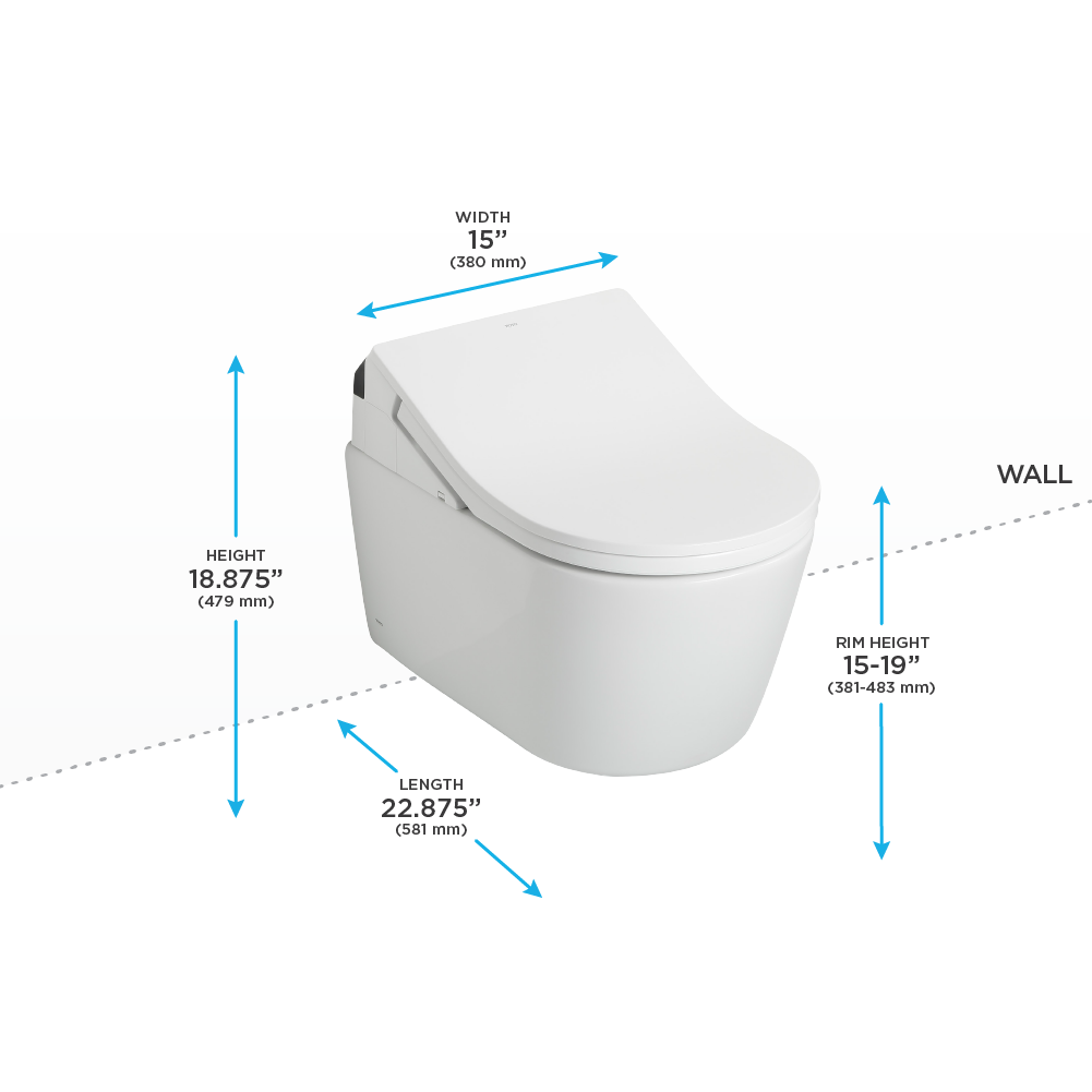 TOTO RP WASHLET®+ RX Wall-Hung Toilet - 1.28 GPF & 0.9 GPF - CWT447404 ...